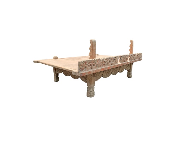 Teak Wood Weavers Table with Hand-Carved Detail, Java, Indonesia, c ...
