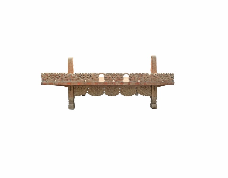 Teak Wood Weavers Table with Hand-Carved Detail, Java, Indonesia, c ...