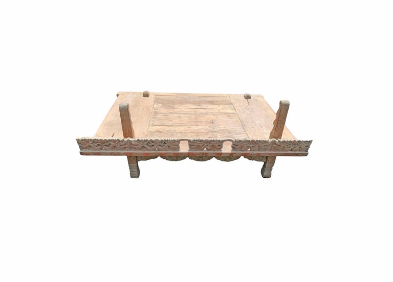 Teak Wood Weavers Table with Hand-Carved Detail, Java, Indonesia, c ...