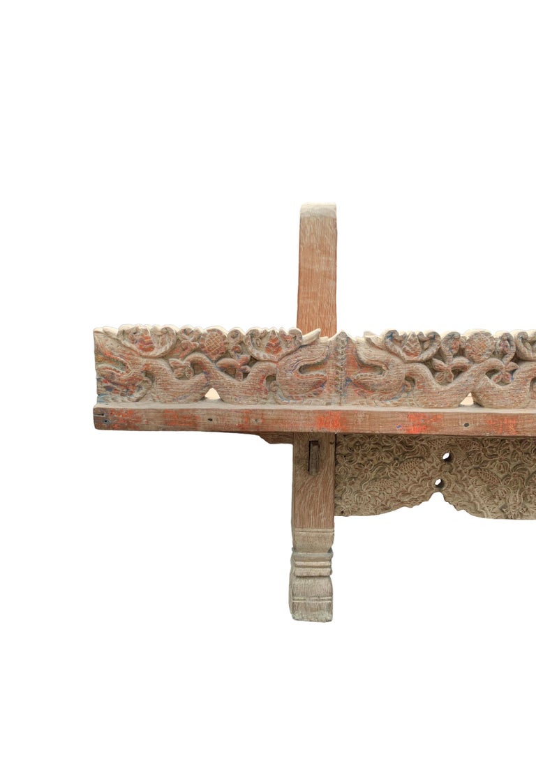 Teak Wood Weavers Table with Hand-Carved Detail, Java, Indonesia, c ...