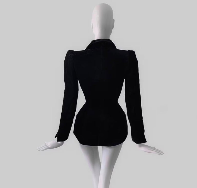Rare Thierry Mugler Blazer Jacket Black Metallic Glitter Velvet ...