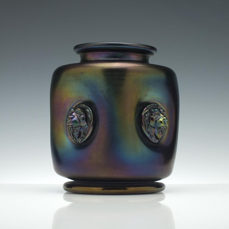 Rare Thomas Webb Bronze Lion Mask Glass Vase, circa 1880 at 1stDibs