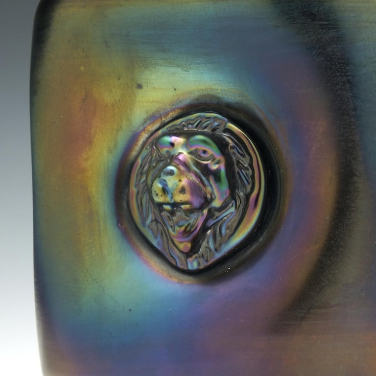 Rare Thomas Webb Bronze Lion Mask Glass Vase, circa 1880 at 1stDibs