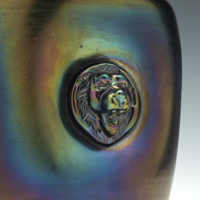 Rare Thomas Webb Bronze Lion Mask Glass Vase, circa 1880 at 1stDibs