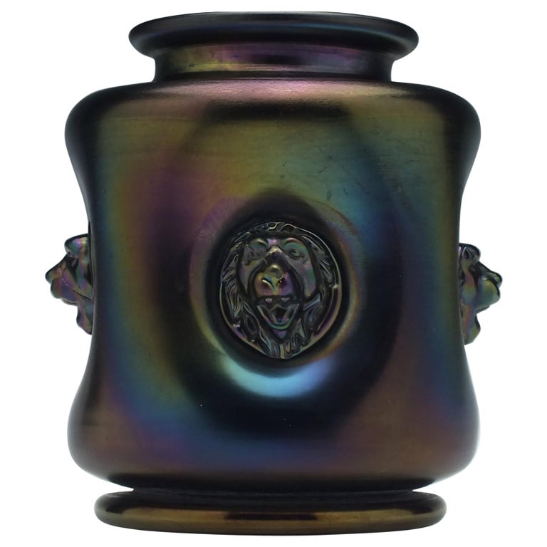 Rare Thomas Webb Bronze Lion Mask Glass Vase, circa 1880 at 1stDibs