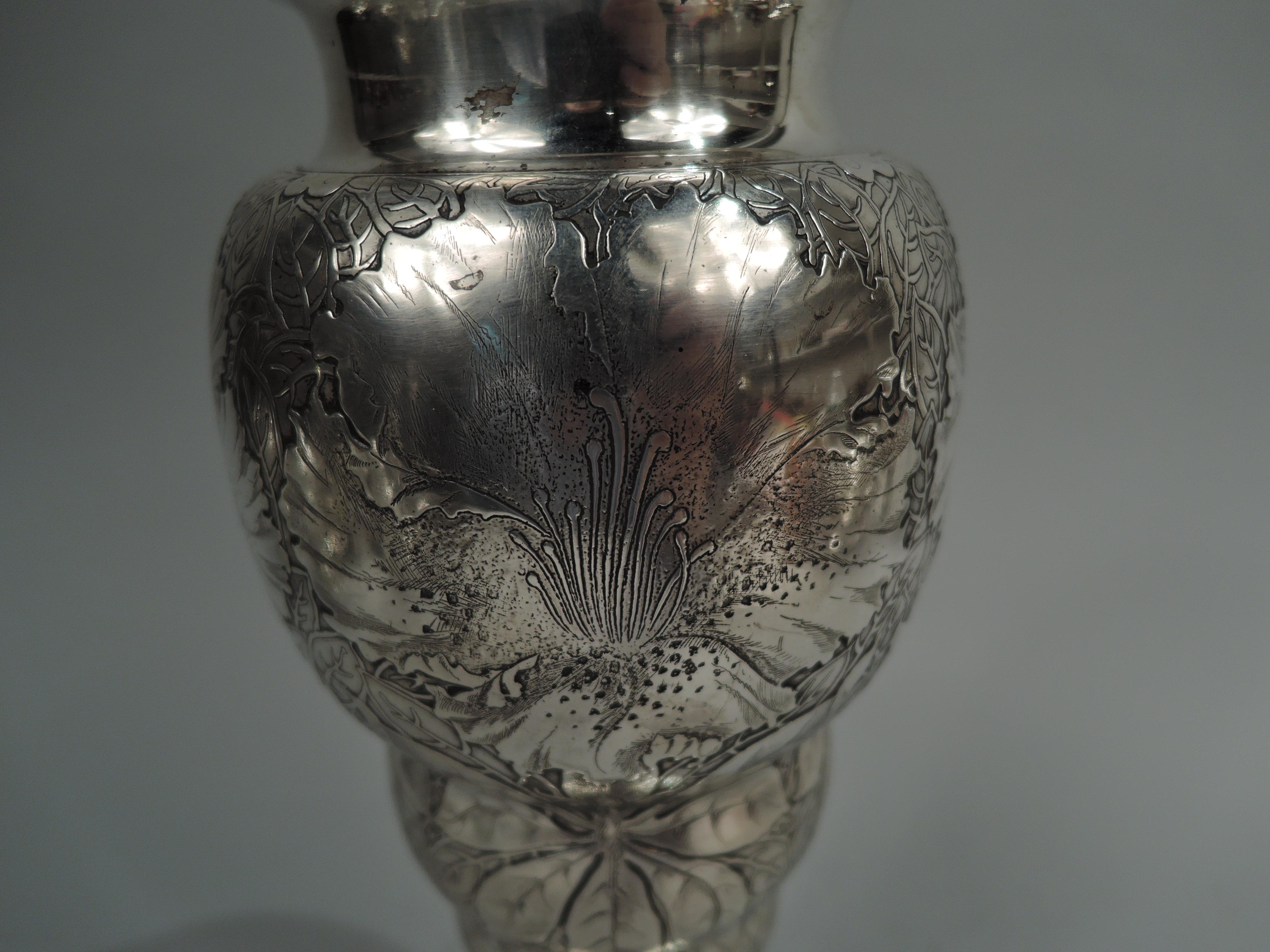 Rare Tiffany Aesthetic Sterling Silver Vase For Sale at 1stDibs