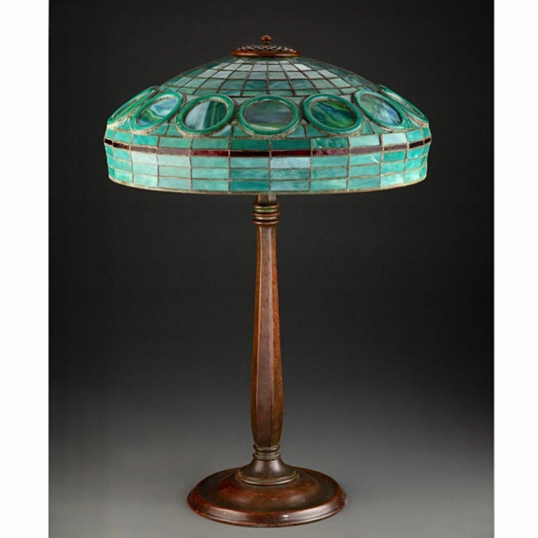 Rare Tiffany Studios “Jade Ring” Table Lamp For Sale at 1stDibs