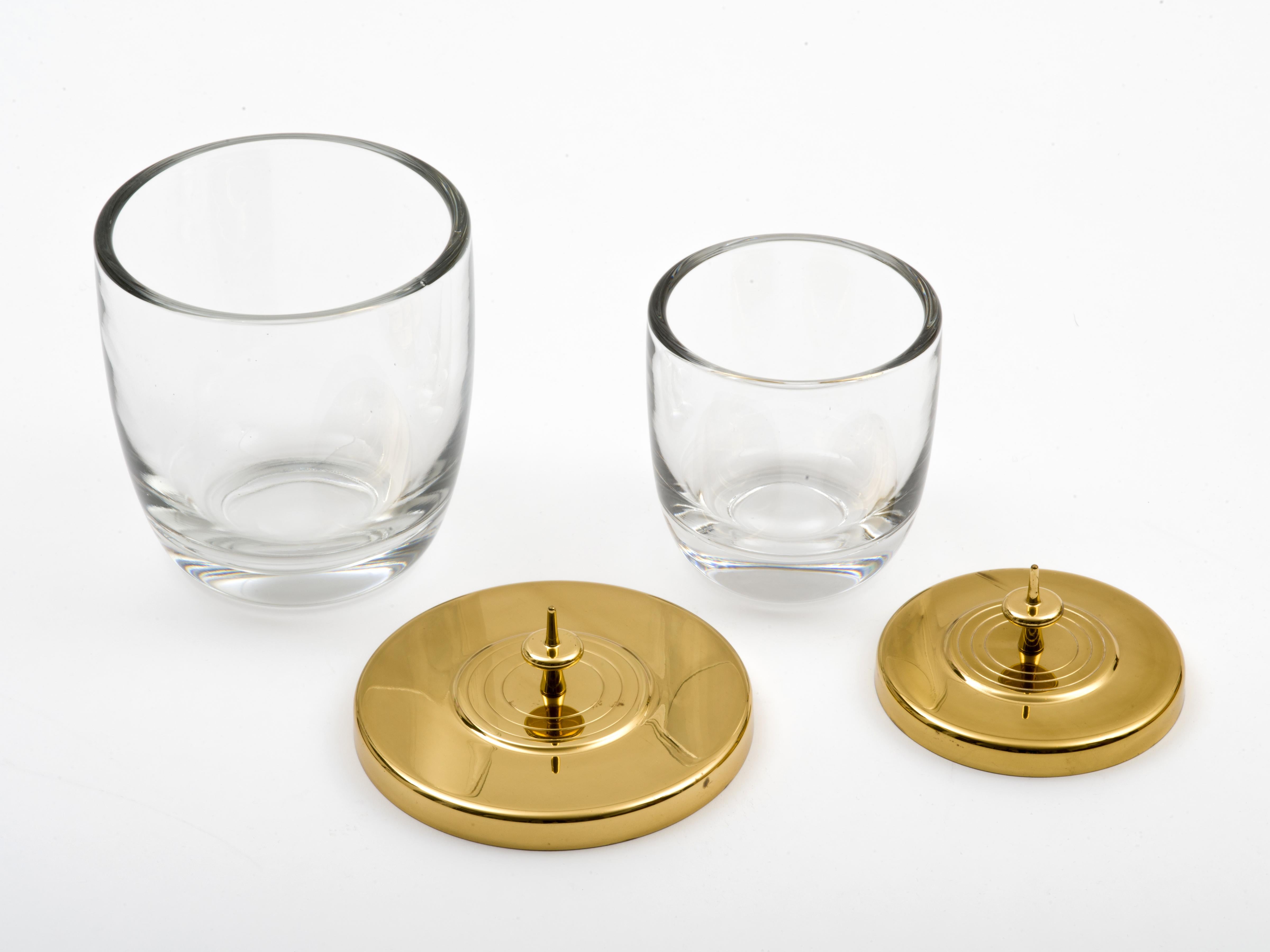 Tommi Parzinger Pair of Brass Lidded Blown Glass Jars, circa 1959 For ...