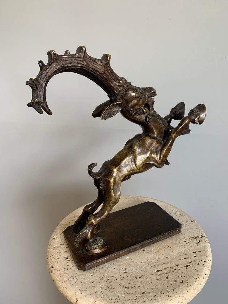 Rare Top Quality Expressive Bronze Capricorn, Ibex Sculpture Statue ...