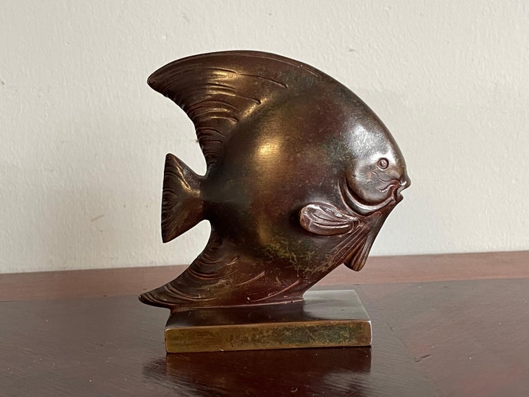 Rare and Top Workmanship Midcentury Bronze Discus Fish Sculpture W ...