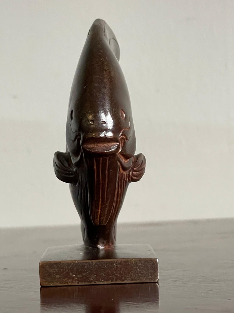 Rare and Top Workmanship Midcentury Bronze Discus Fish Sculpture W ...