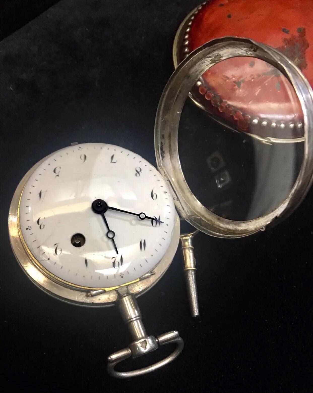 Rare and Unusual size Tortoise Shell Pair Cased Silver Verge Pocket ...