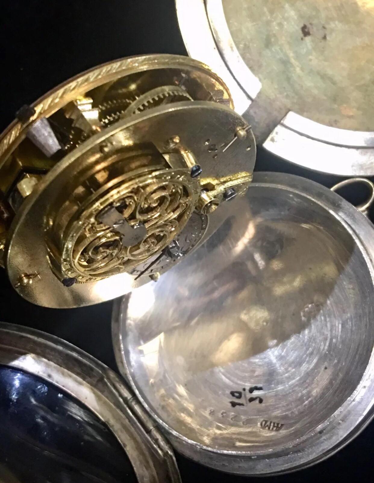 Rare and Unusual size Tortoise Shell Pair Cased Silver Verge Pocket ...