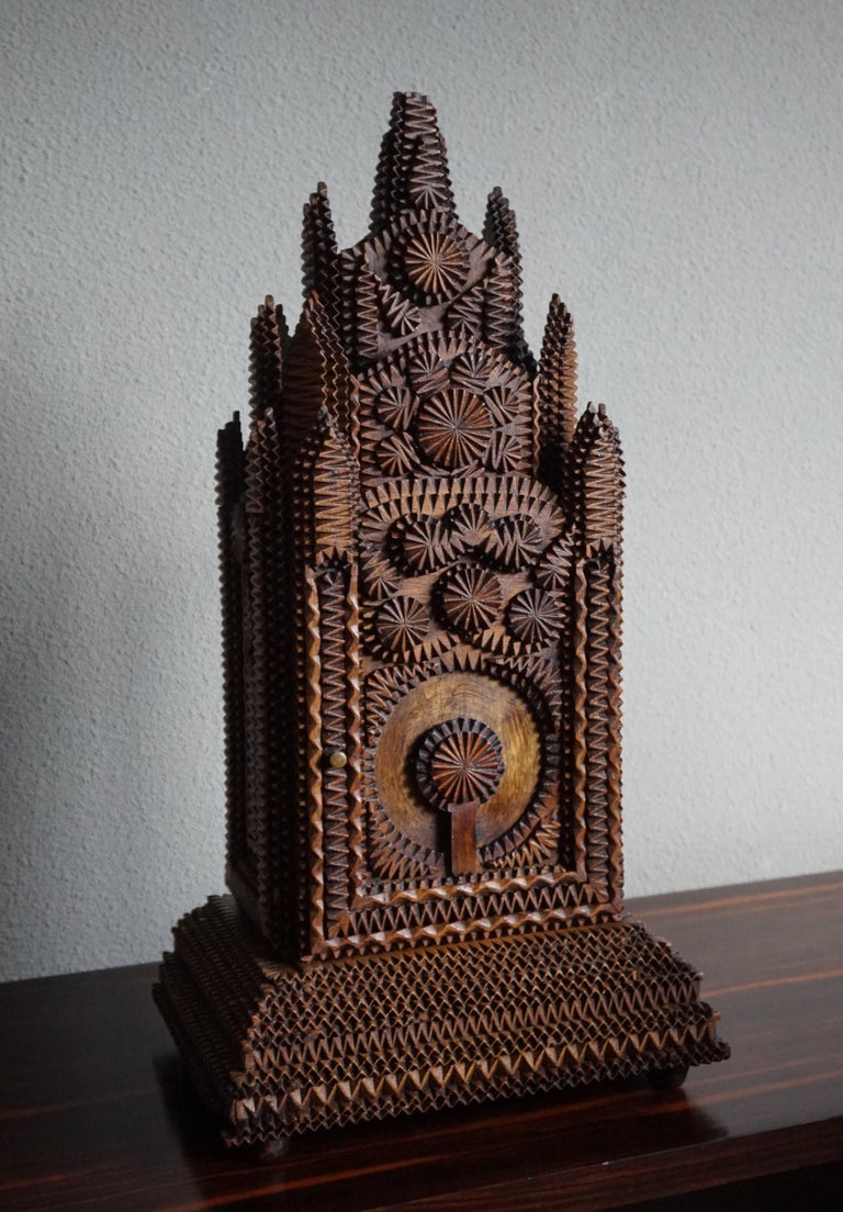 Tramp Art Two-Piece Gothic Style Cabinet or Box in Cathedral and ...
