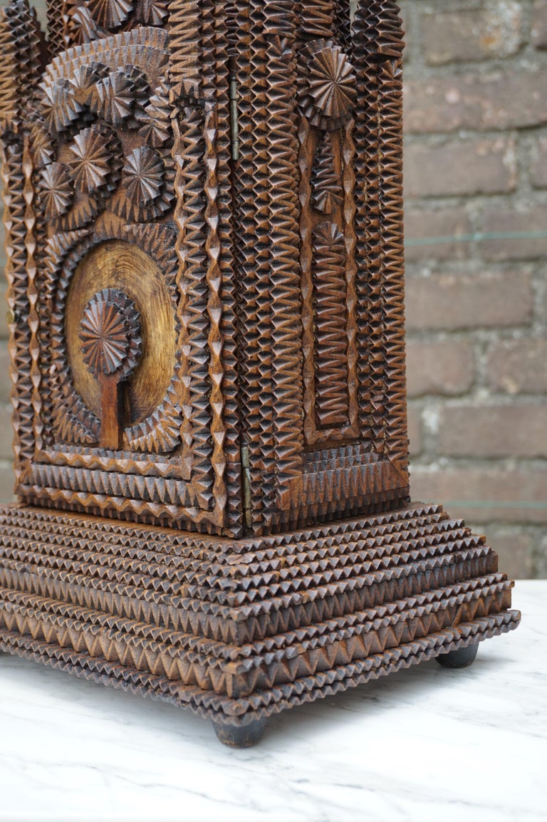 Tramp Art Two-Piece Gothic Style Cabinet or Box in Cathedral and ...