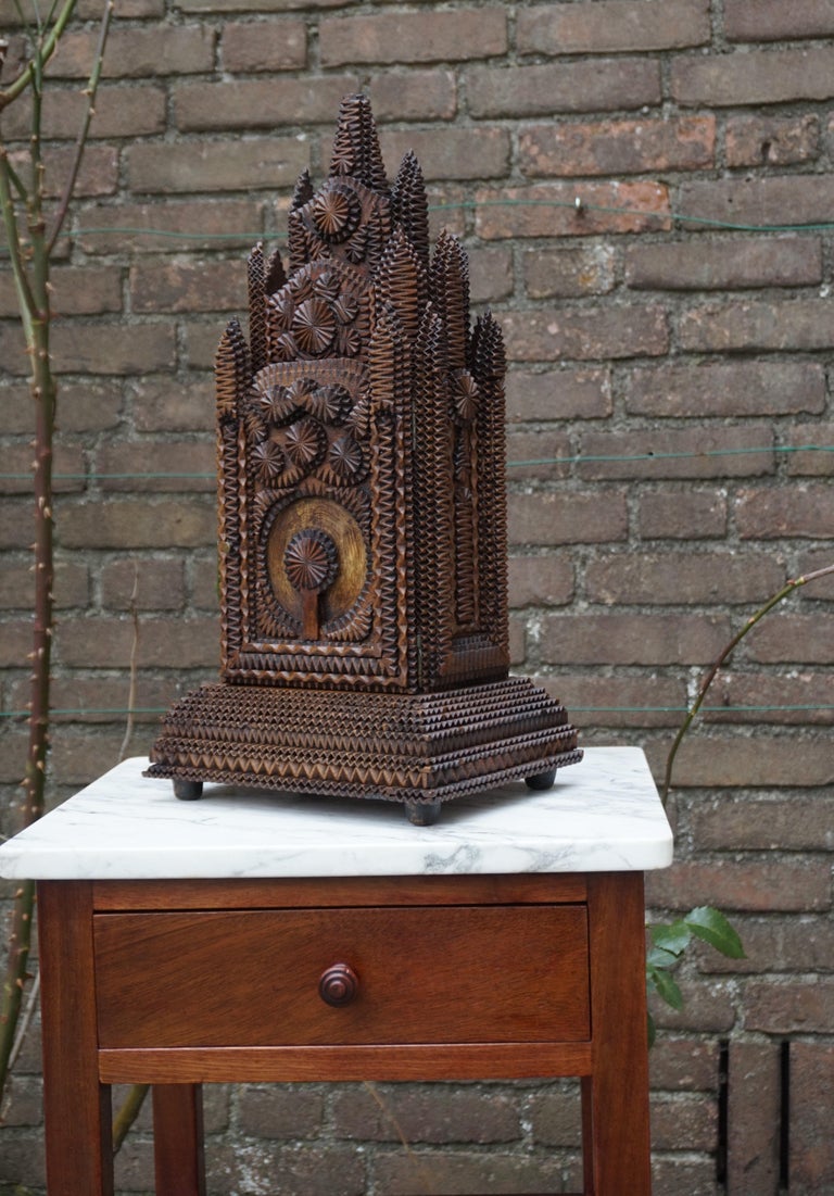 Tramp Art Two-Piece Gothic Style Cabinet or Box in Cathedral and ...