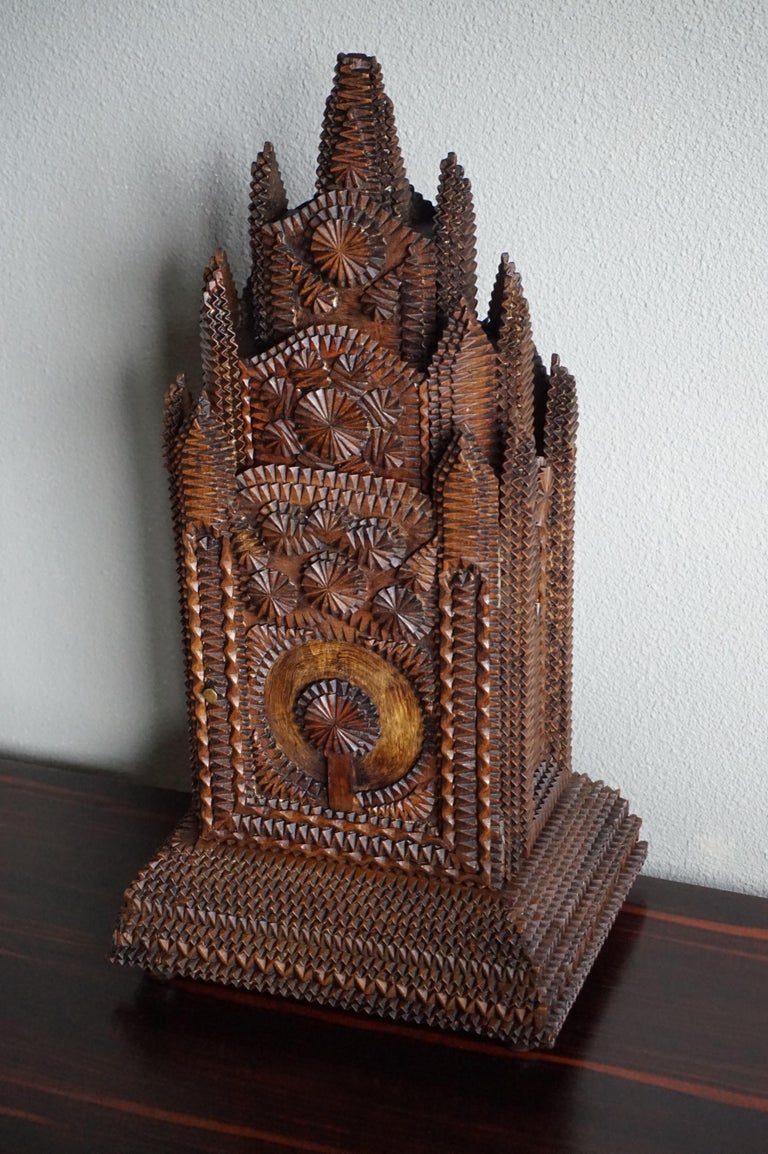 Tramp Art Two-Piece Gothic Style Cabinet or Box in Cathedral and ...