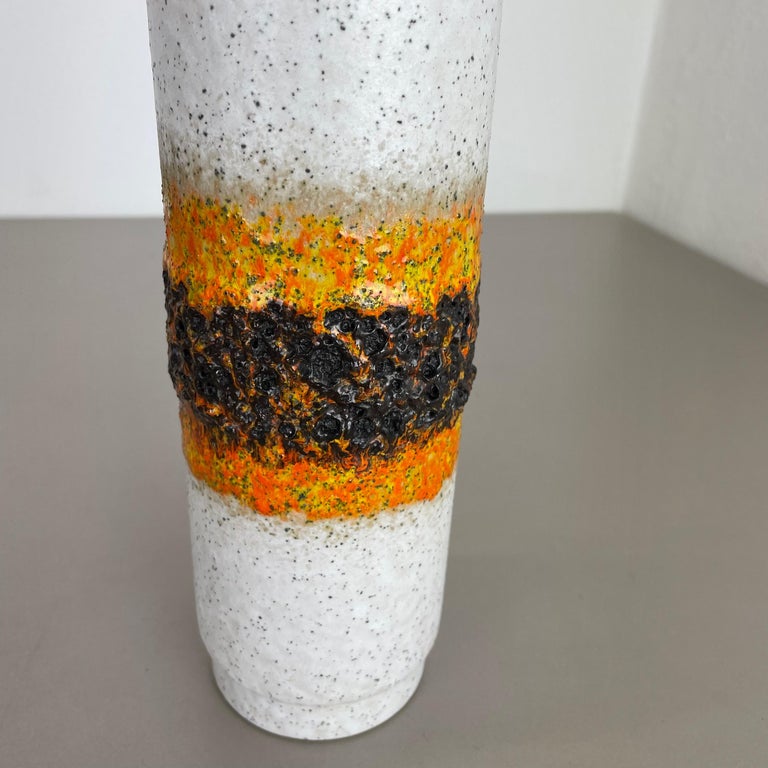 Rare Tube Pottery Fat Lava Vase "Black-orange-white" by Jopeko, Germany ...