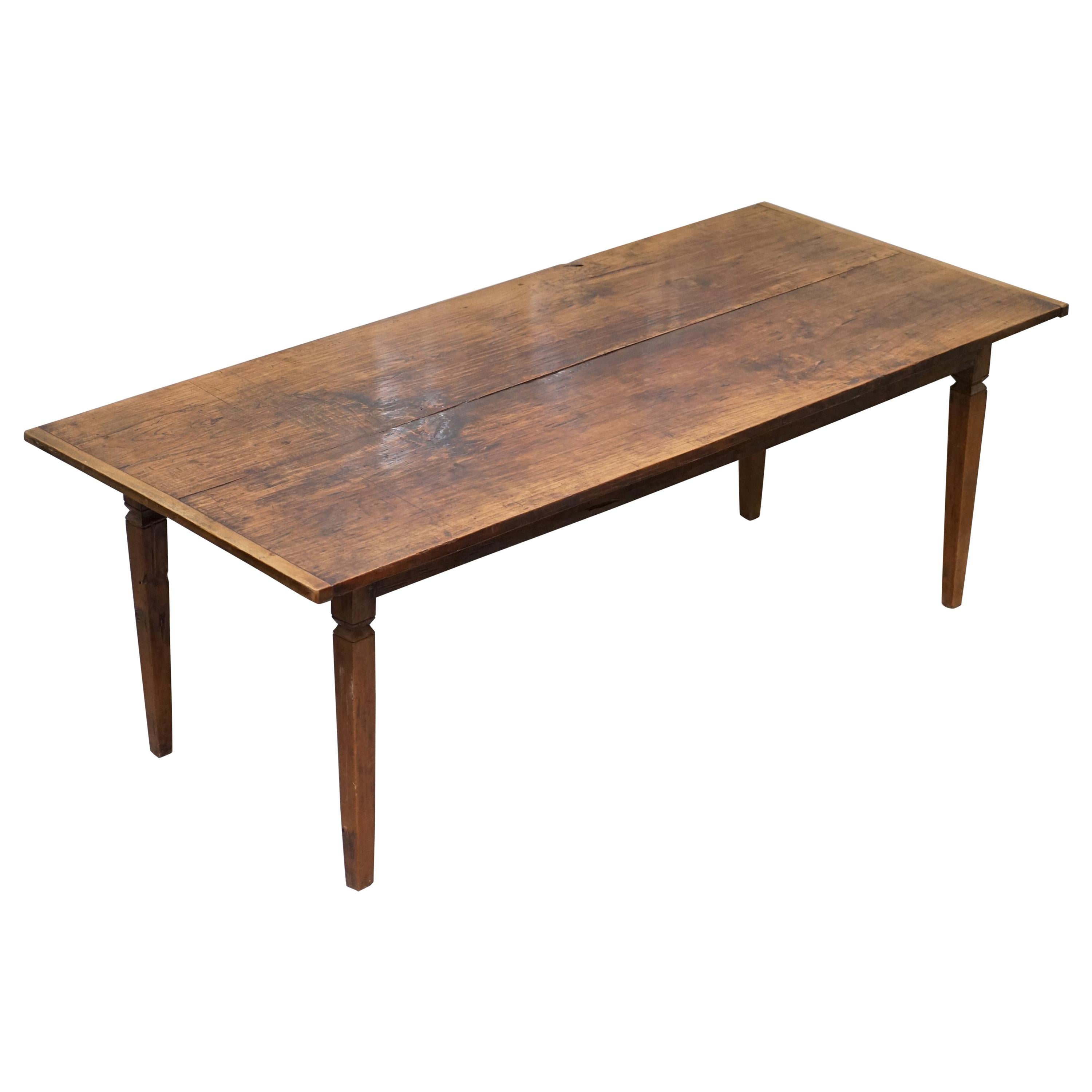Rare Two Plank Top Solid Chestnut Wood Refectory Dining Table Seats Ten ...