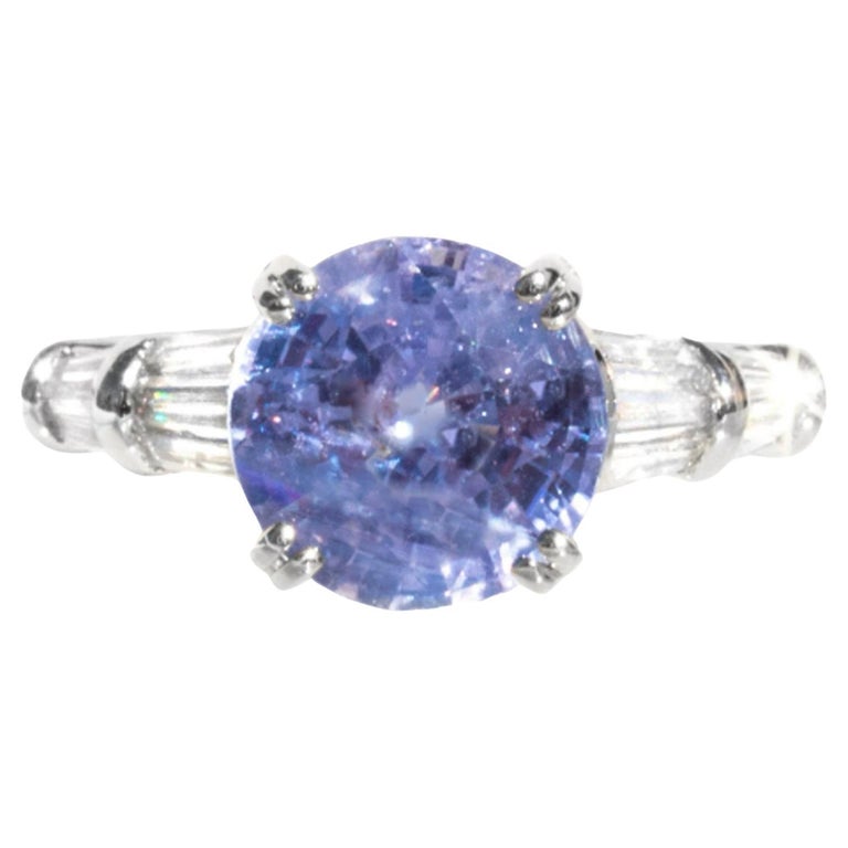 Rare Unheated Lavender Sapphire and Diamond 18K Ring at 1stDibs