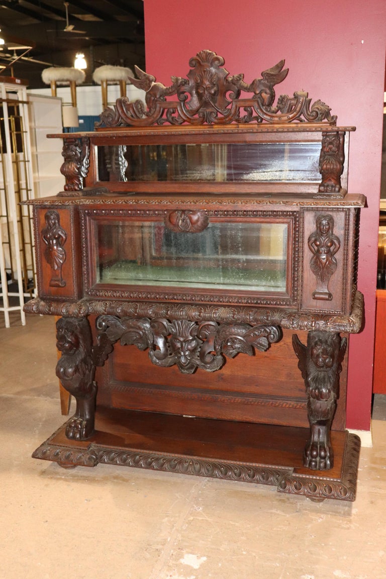 Rare Unique Walnut Luigi Frullini Attributed Vitrine Sideboard Winged ...