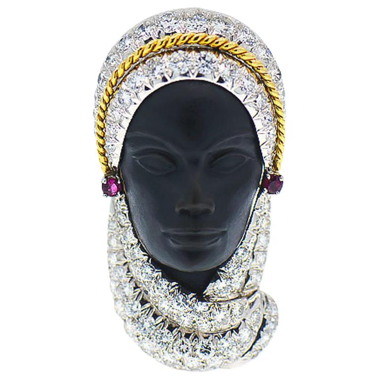 Rare Veiled Lady Brooch For Sale at 1stDibs