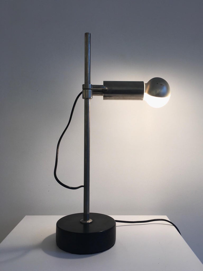 Rare Versatile Nickeled Oluce Table Lamp For Sale at 1stDibs