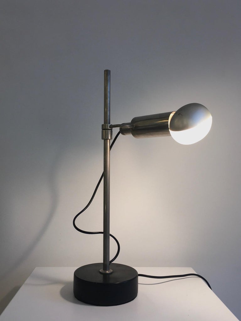 Rare Versatile Nickeled Oluce Table Lamp For Sale at 1stDibs
