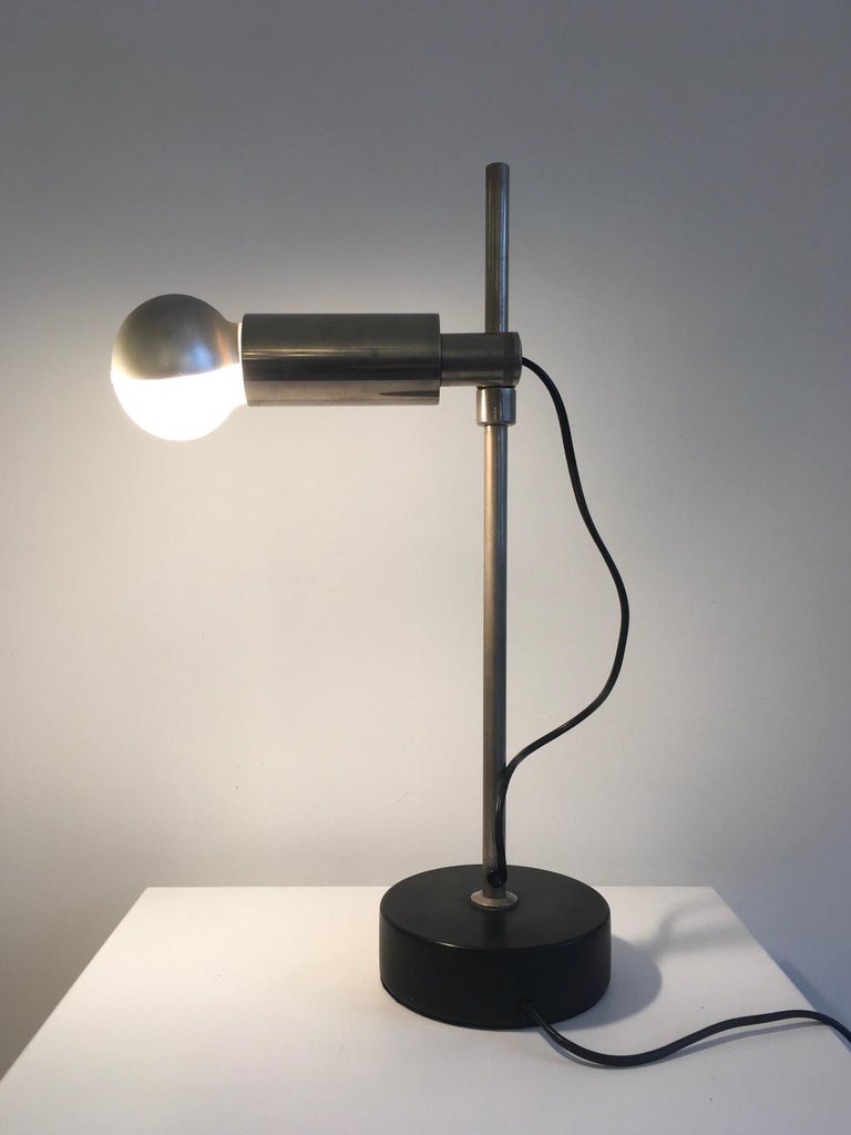 Rare Versatile Nickeled Oluce Table Lamp For Sale at 1stDibs