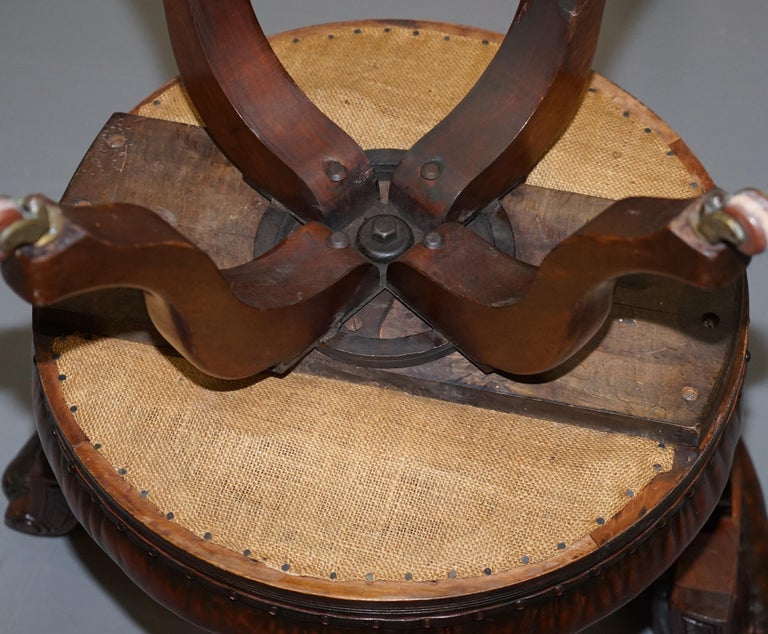 Rare Victorian Fully Restored Brown Leather Ships Captains Swivel ...