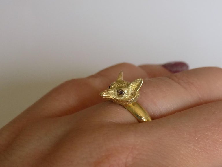 Rare Victorian Gold Hunting Trophy Fox Head Ring For Sale at 1stDibs