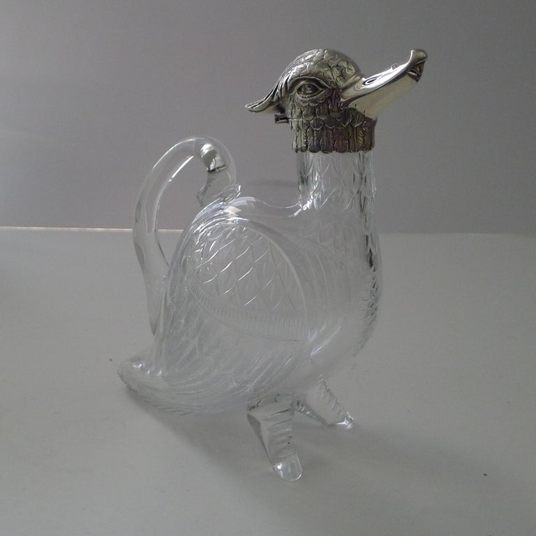 Rare Victorian Silver and Cut Glass Novelty Duck Decanter / Jug - 1894 ...