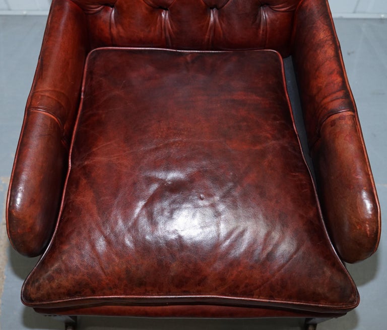 Rare Victorian Small Lounge Library Reading Chesterfield Brown Leather ...