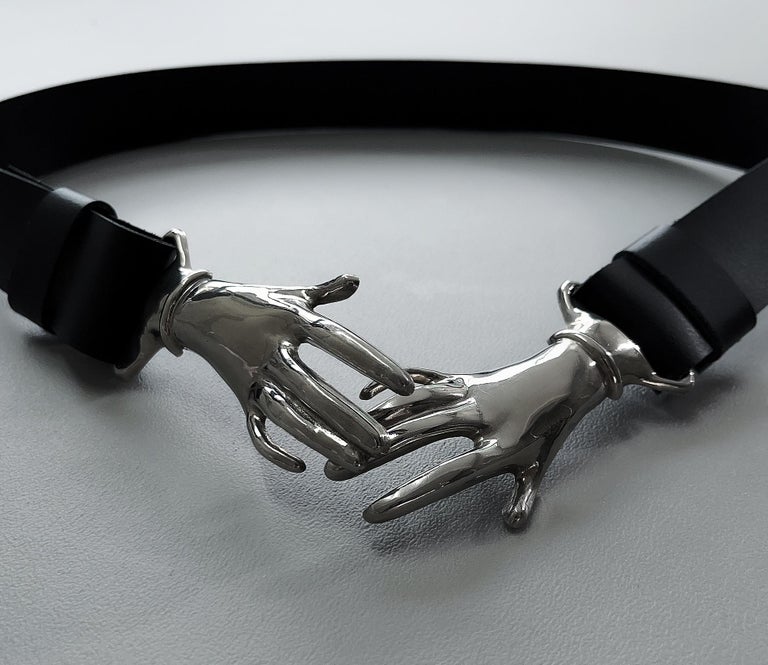 Rare Victorianstyle Clasped Hands Belt Silver Metal Surrealiste Vintage ...