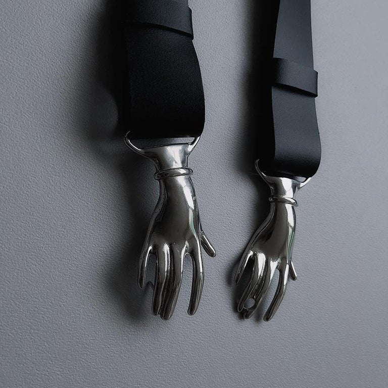 Rare Victorianstyle Clasped Hands Belt Silver Metal Surrealiste Vintage ...