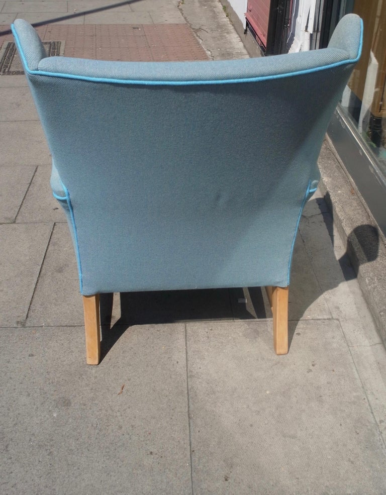 Rare Vintage 1950s Ercol Wingback Armchair Upholstered in Blue Wool ...