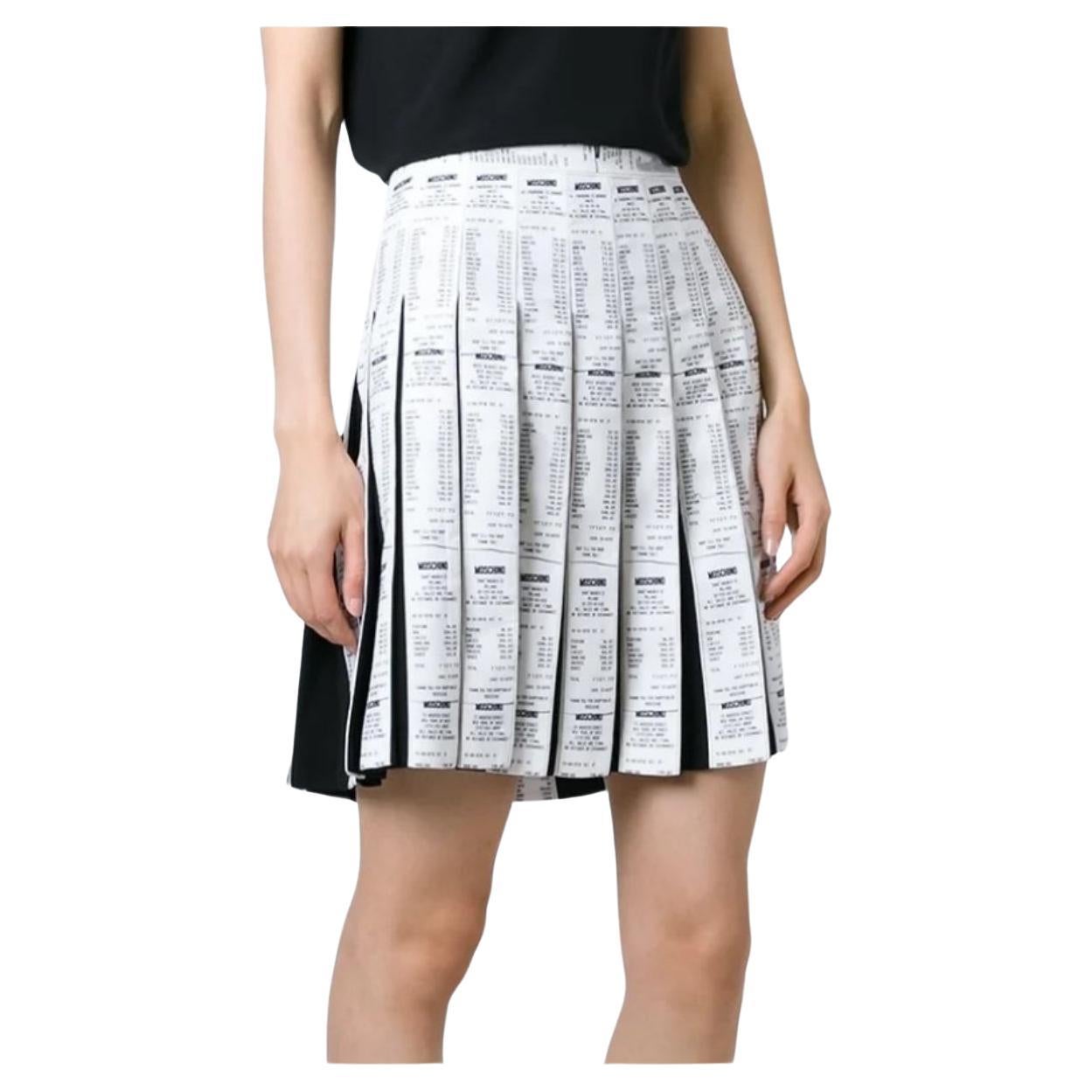 Rare Vintage 90’s Moschino Couture receipt Bill print Pleated Skirt For ...