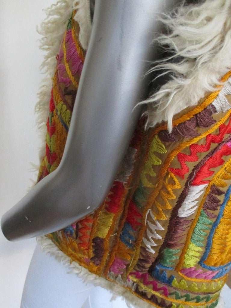 Rare Vintage Afghan Shearling Fur embroidered Vest For Sale at 1stDibs ...
