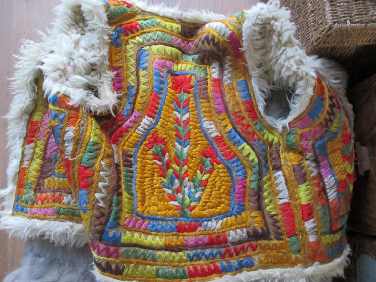 Rare Vintage Afghan Shearling Fur embroidered Vest For Sale at 1stDibs ...