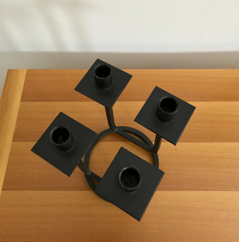 Rare Vintage Black Iron Midcentury Candlestick by Van Keppel Green For ...