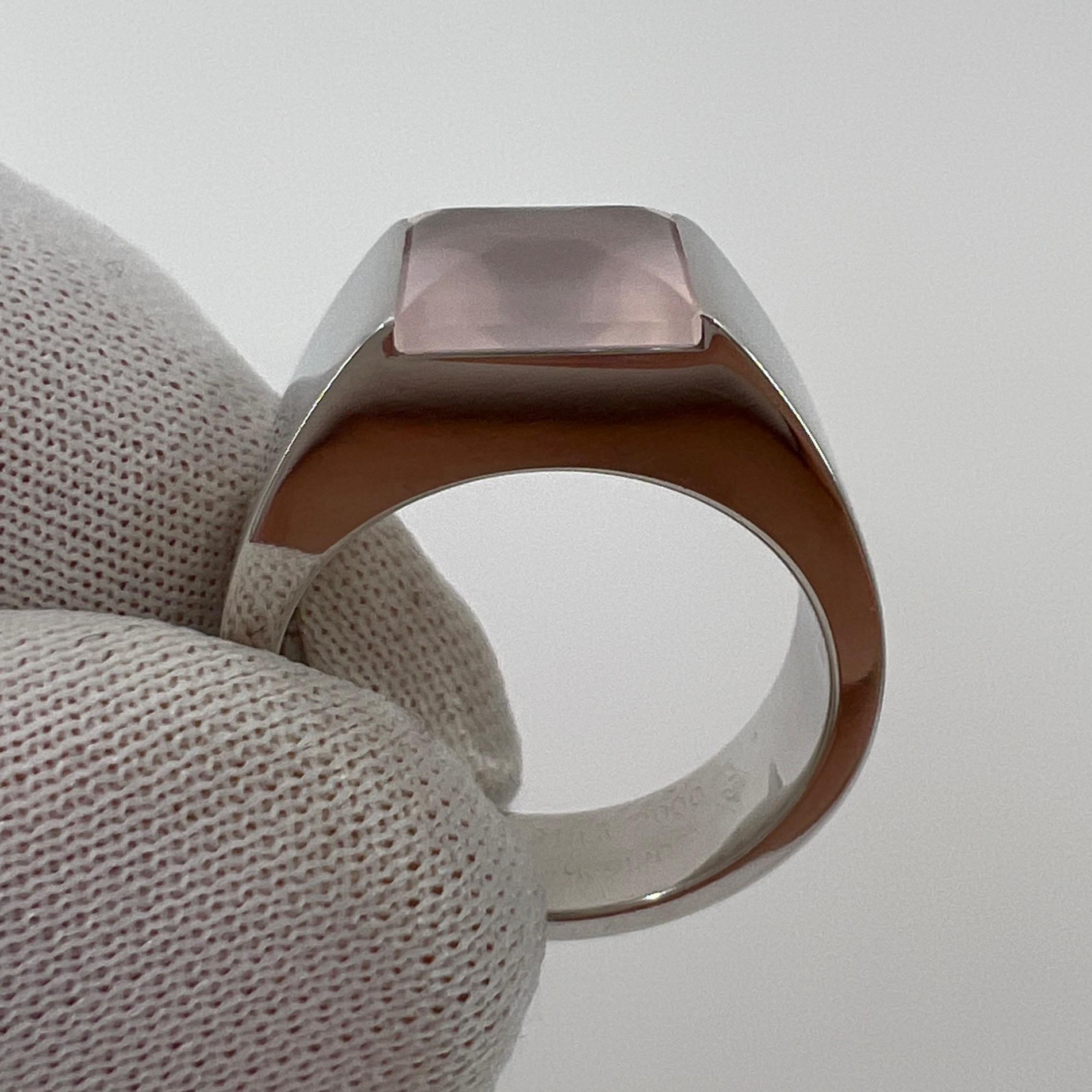 Rare Vintage Cartier 2 Carat Rose Quartz 18 Karat White Gold Tank Band ...