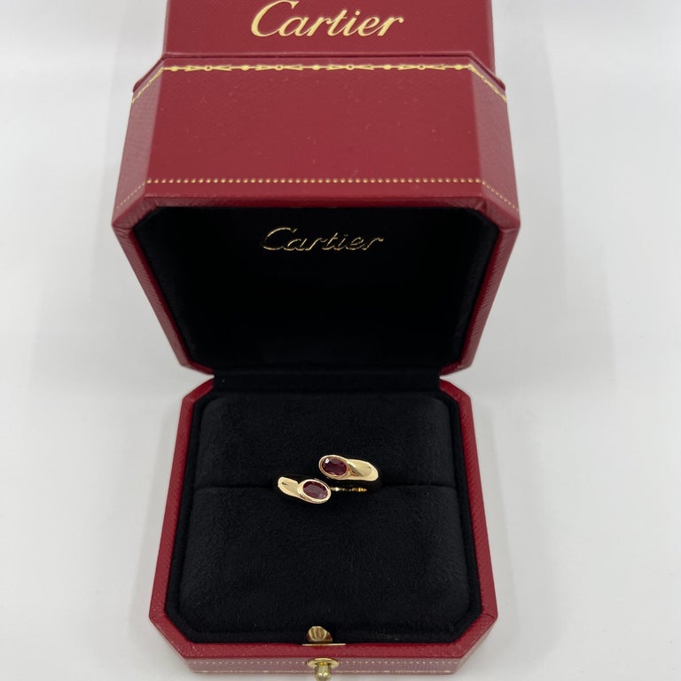 Rare Vintage Cartier Deep Red Ruby Ellipse Oval Cut 18k Gold Bypass ...
