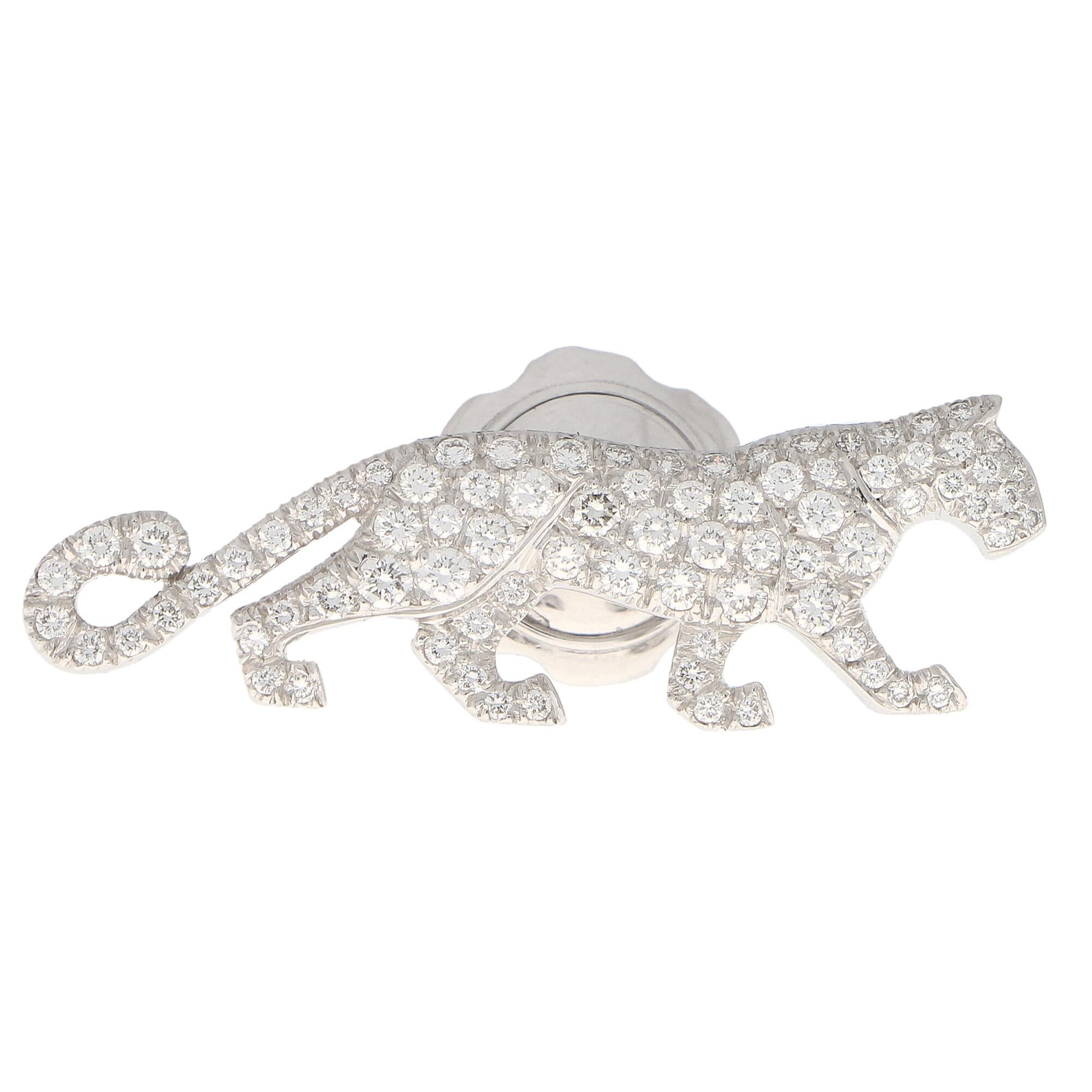 Rare Vintage Cartier Diamond Panther Pin Brooch in 18k White Gold at ...
