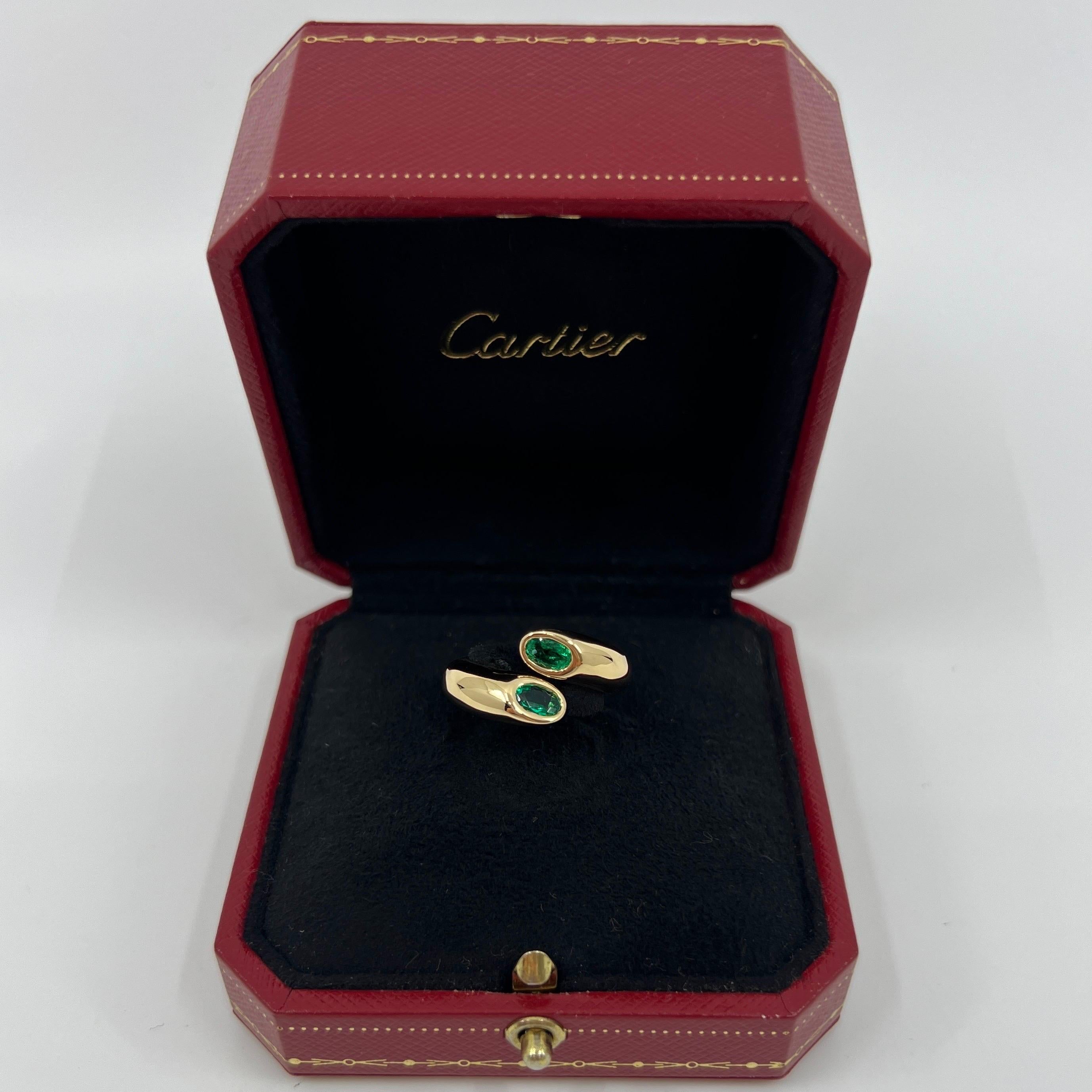 Rare Vintage Cartier Green Emerald Ellipse Oval Cut 18k Gold Bypass ...