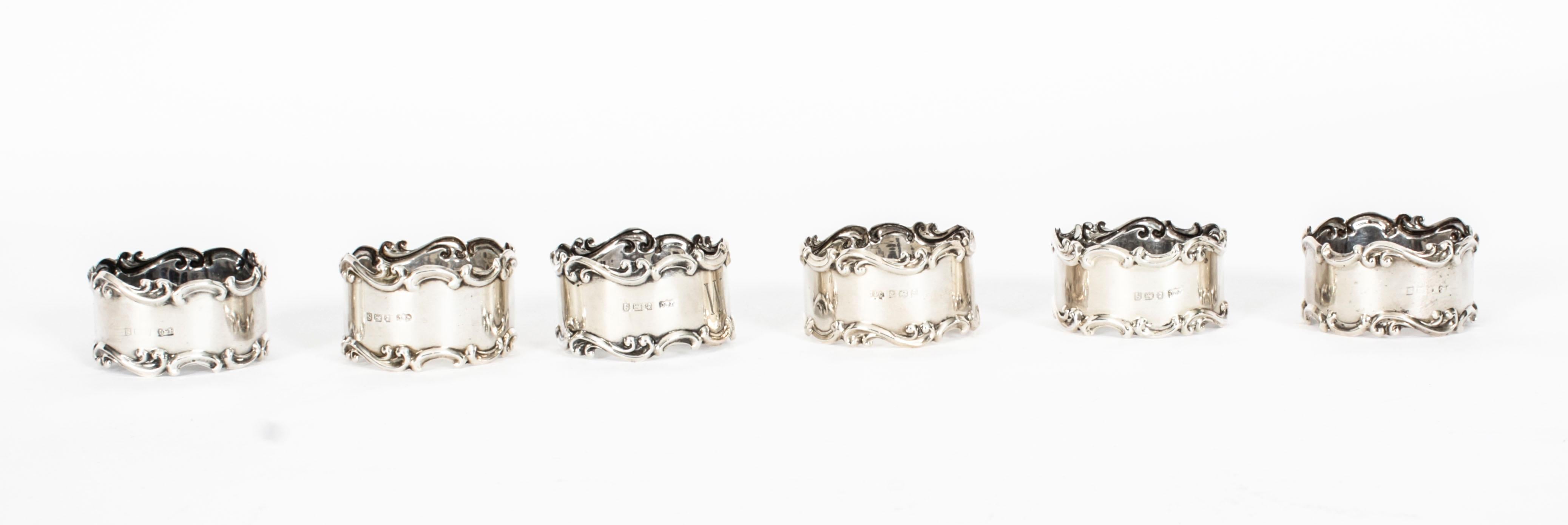 Rare Vintage Cased Set of Twelve Sterling Silver Napkin Rings Mid 20th ...