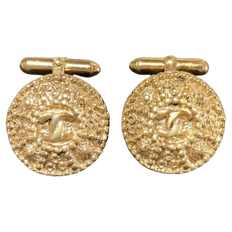 Rare Vintage Chanel Cufflinks Coco Mark Gold For Sale at 1stDibs