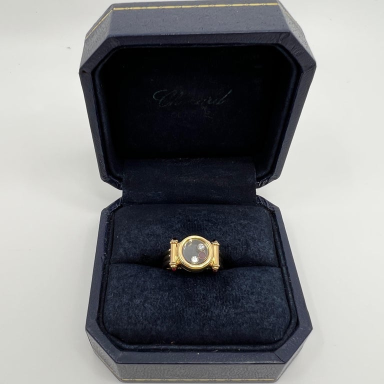 Rare Vintage Chopard Happy Diamonds Ruby and Diamond 18k Yellow Gold ...