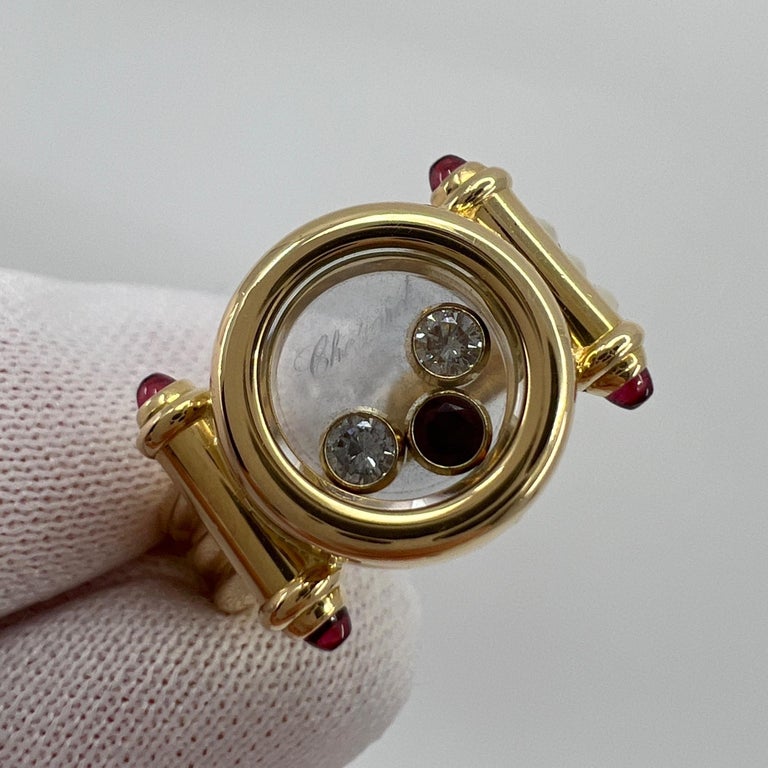 Rare Vintage Chopard Happy Diamonds Ruby and Diamond 18k Yellow Gold ...