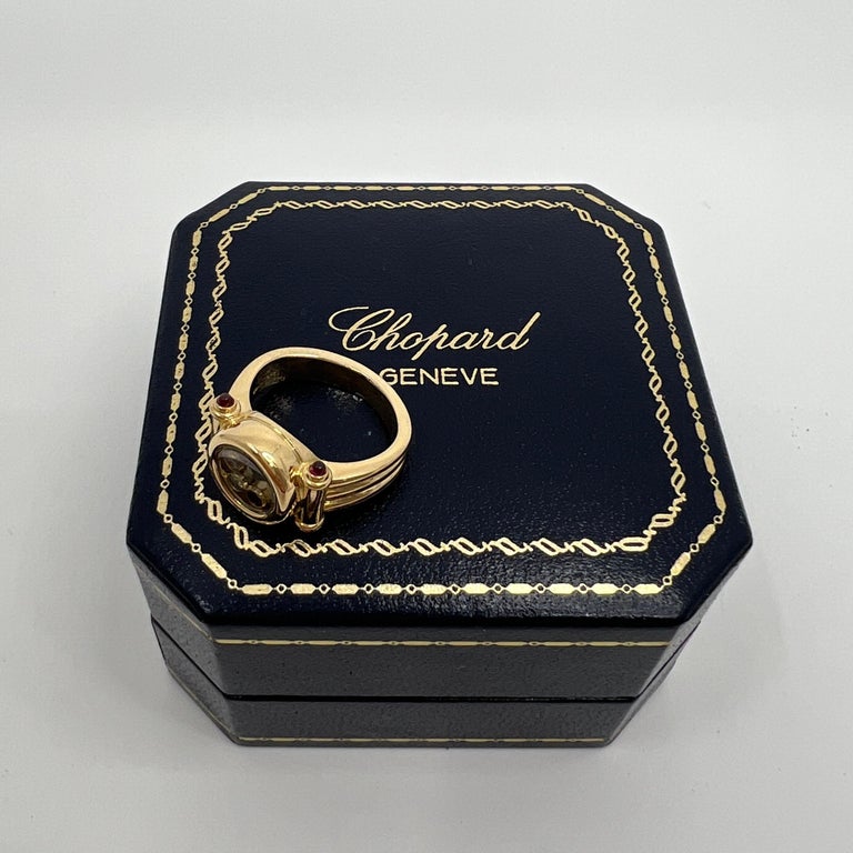 Rare Vintage Chopard Happy Diamonds Ruby and Diamond 18k Yellow Gold ...