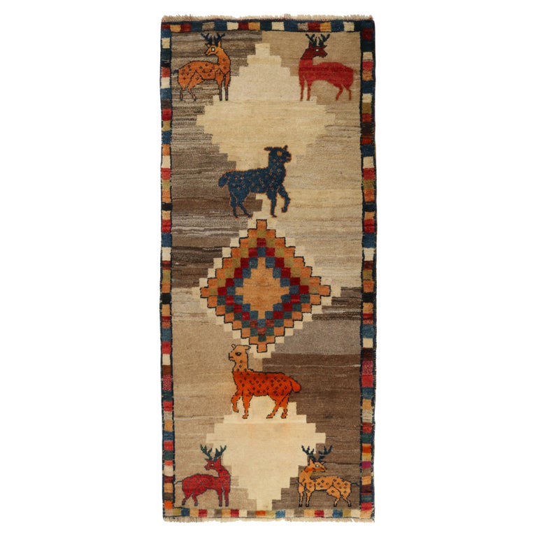 Rare Vintage Gabbeh Tribal Runner in Multicolor Pictorial Pattern by ...